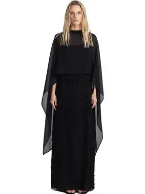 ALAS High Neck Sheer Cape Black