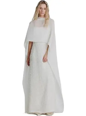 ALAS High Neck Sheer Cape White
