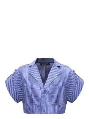 NO PISE LA GRAMA Guayaba Crop Top Blue Stripes
