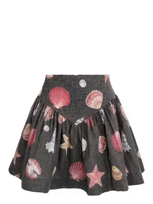 NO PISE LA GRAMA Sotavento Mini Skirt - Conchitas Black Print