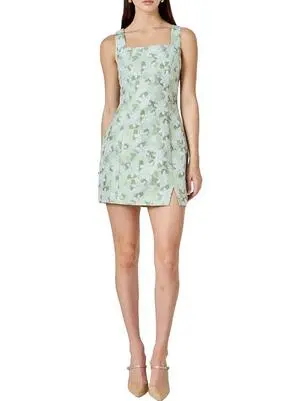 Endless Rose Floral Jacquard Minidress - Green Multi