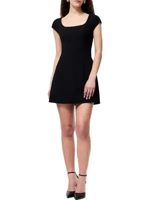 French Connection Azra Cap Sleeve Twill Minidress - Black