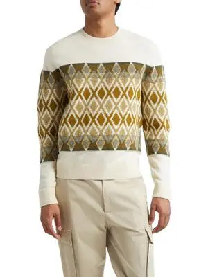 Moncler Fair Isle Virgin Wool Sweater - White