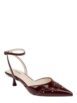 L'Agence Liana Ankle Strap Pointed Toe Pump Wine Patent