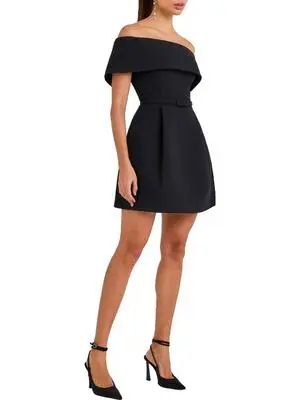 NADINE MERABI Harper Belted Mini Dress - Black