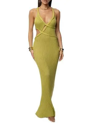 JLUXLABEL Open Back Body-Con Maxi Sundress Green