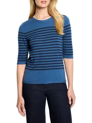 NIC+ZOE Stripe Cotton-Blend Sweater Blue Multi