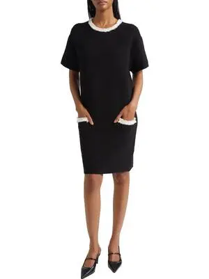 Emporio Armani Short-sleeve Knit Shift Dress - Black