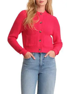 525 America Palmer Crewneck Cotton Cardigan - Cherry Red