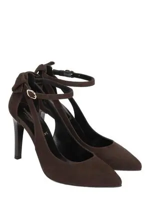 NEROGIARDINI Bow Ankle Strap Pump - Chocolate