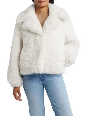 Sam Edelman Short Faux Fur Jacket - White