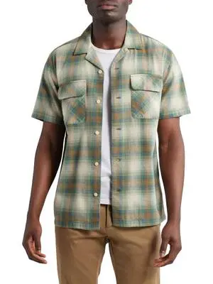 Pendleton Baja Board Plaid Camp Shirt - Green/gold Plaid