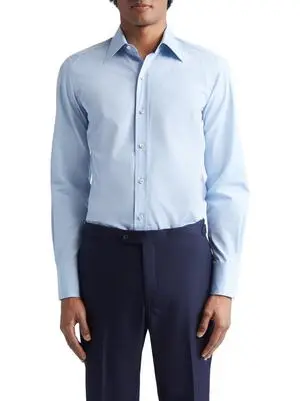 TOM FORD Classic Fit Cotton Button-up Shirt - Light Blue