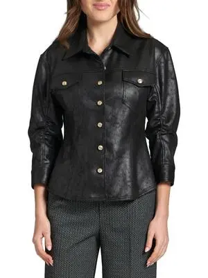 APNY Faux Suede Shirt Jacket Black