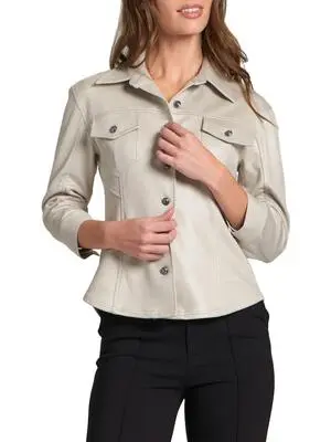 APNY Faux Suede Shirt Jacket - Champagne