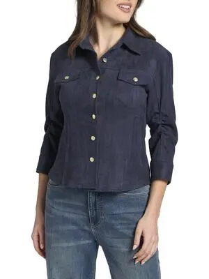 APNY Faux Suede Shirt Jacket Navy