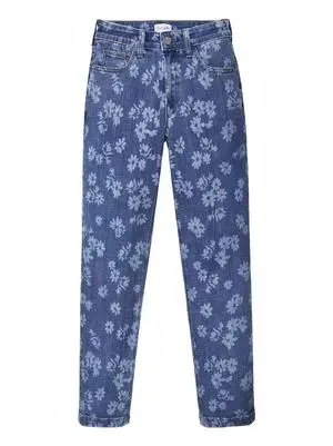 HINT OF BLU High-rise Slim Straight Leg Jeans - Floral Denim