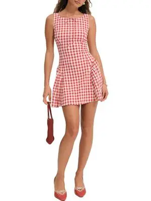 For Love & Lemons Scotch Bonnet Gingham Mini Dress - Red