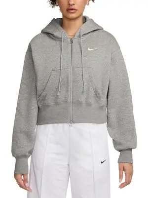 Nike Cotton-blend Fleece Relaxed Fit Hoodie - Dark Grey Heather/sail