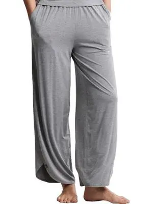 Barefoot Dreams Jersey Crop Wide Leg Pants - Dark Heather Gray