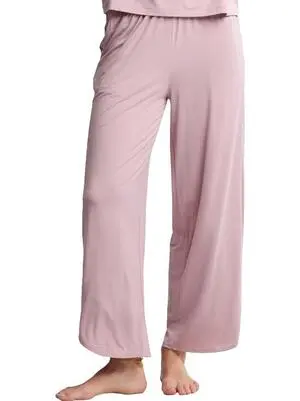 Barefoot Dreams Jersey Crop Wide Leg Pants - Teaberry