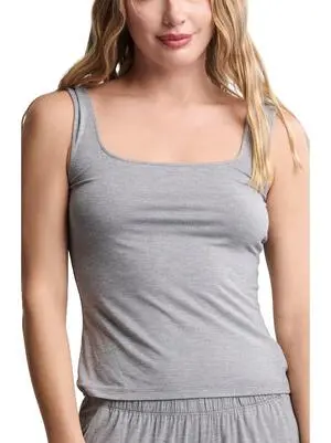 Barefoot Dreams Square Neck Jersey Tank - Dark Heather Gray
