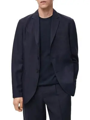 Mango Slim Fit Slub Lyocell & Linen Suit Jacket - Navy