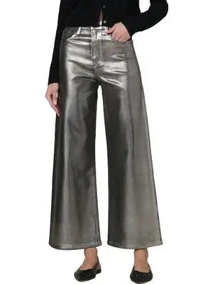 Joe's Jeans The Mia Coated Wide Leg Jeans - Pewter Foil
