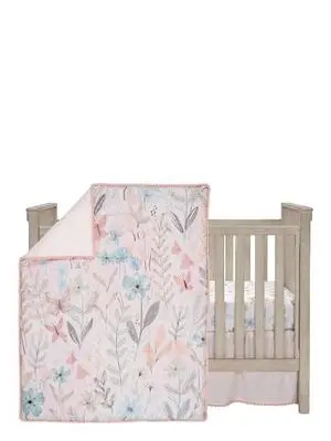 LAMBS & IVY Baby Blooms 3-piece Floral/butterfly Baby Crib Bedding Set - Pink