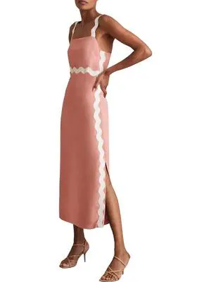 REISS Asher Rickrack Maxi Dress - Pink