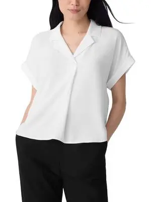 EILEEN FISHER Notched Collar Silk Top