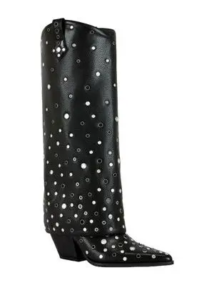 AZALEA WANG Madlock Embellished Western Boot
