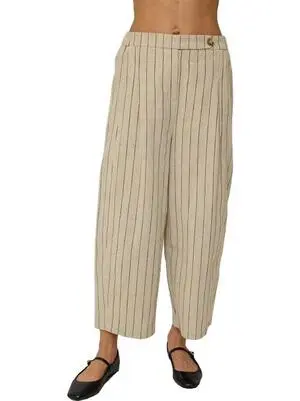 Central Park West Pleated Straight Leg Pants - Khaki