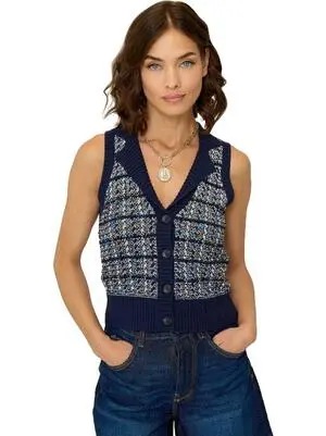 Central Park West Dylan Sleeveless Vest - Navy Multi