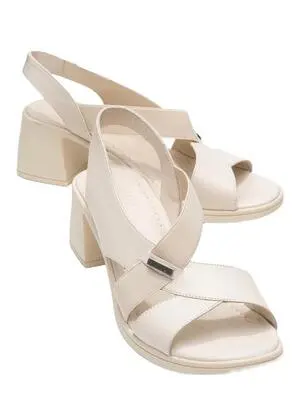 FOREVER & ALWAYS SHOES Crina Elasticated Leather Chunky Heel Sandals