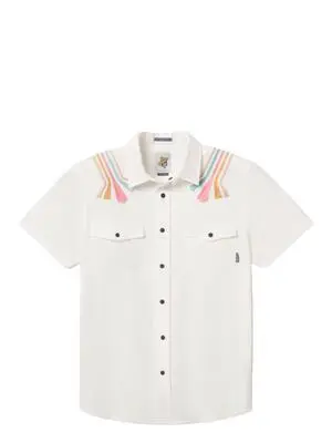 BAJA LLAMA Retro Raysdissident Western Front Snap Button Up - Cream