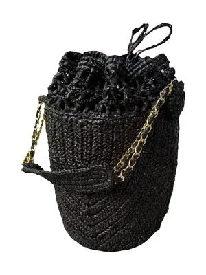 ZANATANY CONCEPTS Buckety Raffia Bag - Black