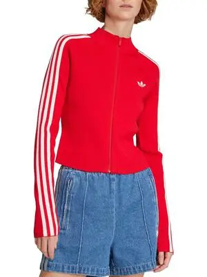 Adidas 3-stripes Slim Knit Track Jacket - Better Scarlet