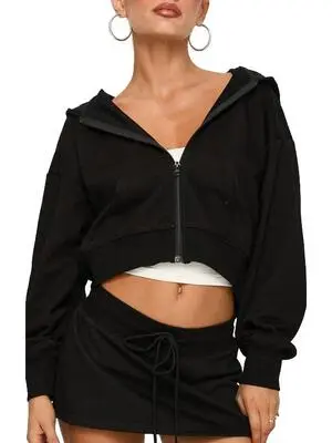 PRINCESS POLLY Revive Crop Zip-Up Hoodie