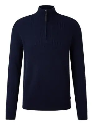 Bogner Pure New Wool Cashmere Troyer Derek - Navy Blue