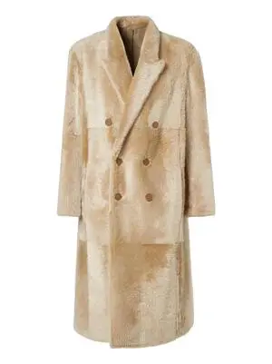 Fendi Long Shearling Coat - Beige