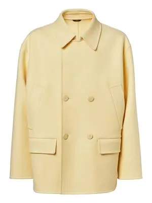 Fendi Double Wool Felt Pea Coat - Yellow