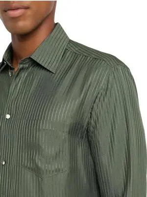 GOLDEN GOOSE Apos;s Vertical Stripe Pocket Button-down Shirt - Grape Leaf