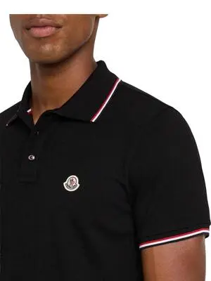 Moncler Men & Apos;s Short Sleeve Polo With Contrast Sleeves Black