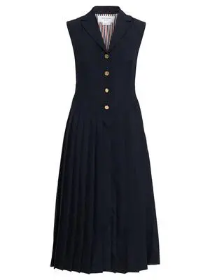 Thom Browne Pleated Button-front Midi Shirtdress - Navy