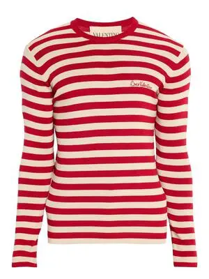 Valentino Garavani Striped Crewneck Sweater - Red/nude