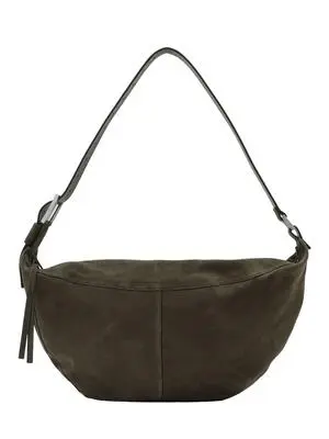 ALLSAINTS Luna Slouchy Suede Shoulder Bag - Olive Green