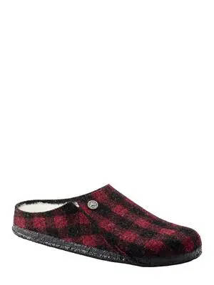 BIRKENSTOCK Zermatt Shearling Felt Slippers - Plaid Red