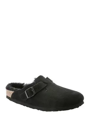 BIRKENSTOCK Boston Shearling Suede Clogs Black