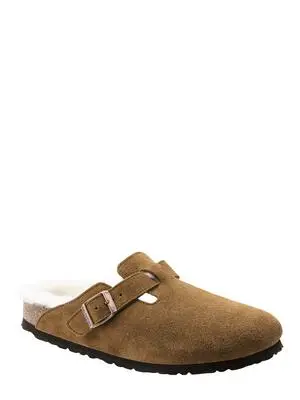 BIRKENSTOCK Boston Shearling Suede Clogs Mink
